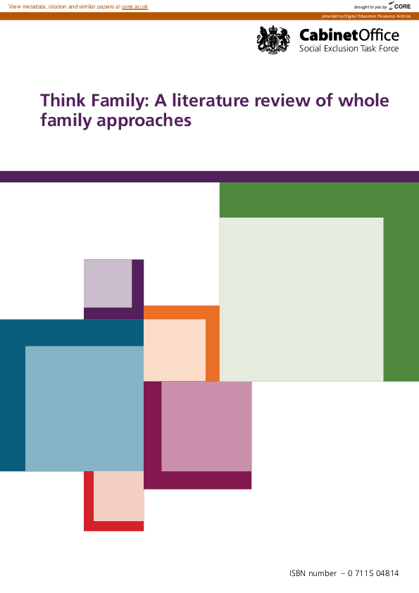 (PDF) Think family: A literature review of whole family approaches