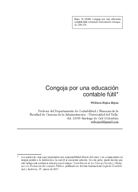 (PDF) Congoja por una educación contable fútil