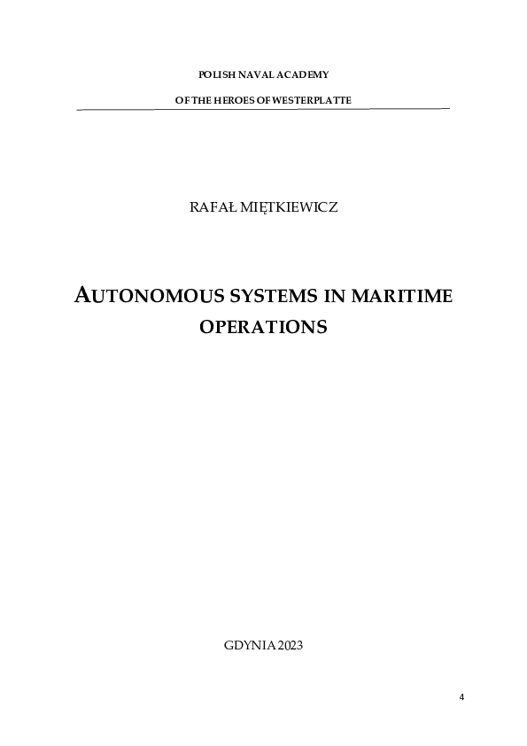 (PDF) AUTONOMOUS SYSTEMS IN MARITIME OPERATIONS