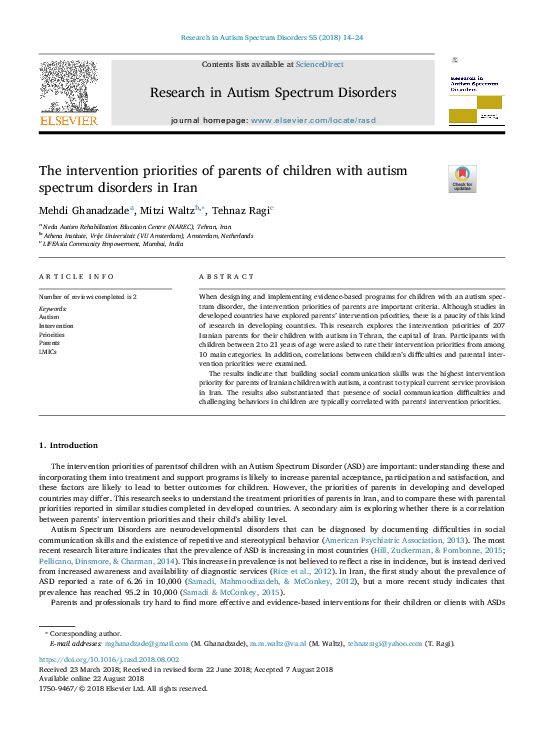 (PDF) The intervention priorities of parents of children with autism ...