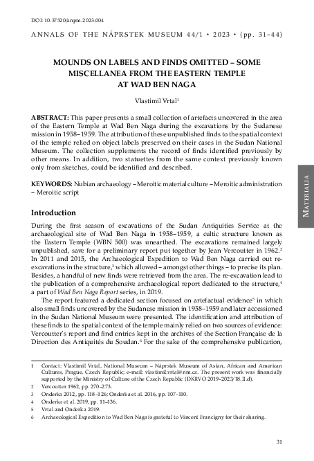 (PDF) Mounds on labels and finds omitted - Some miscellanea from the ...