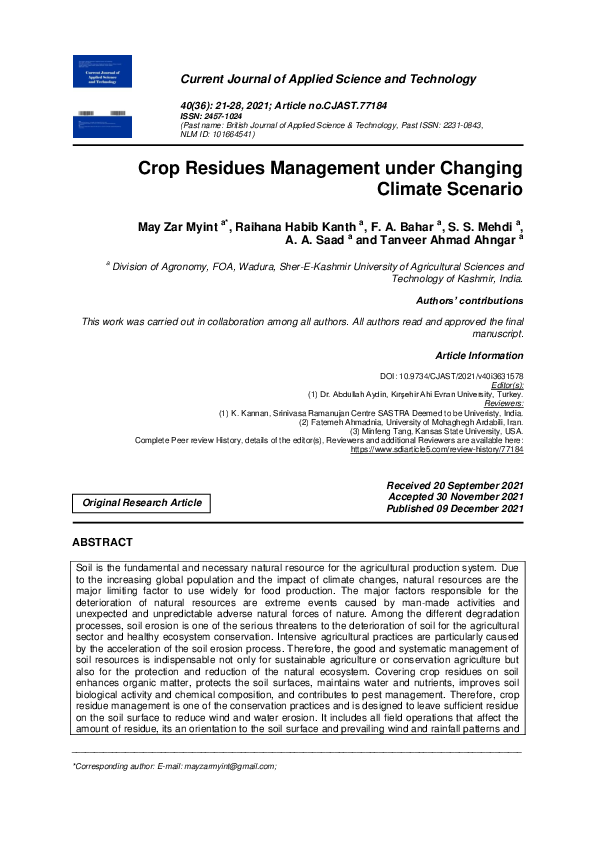 (PDF) Crop Residues Management under Changing Climate Scenario