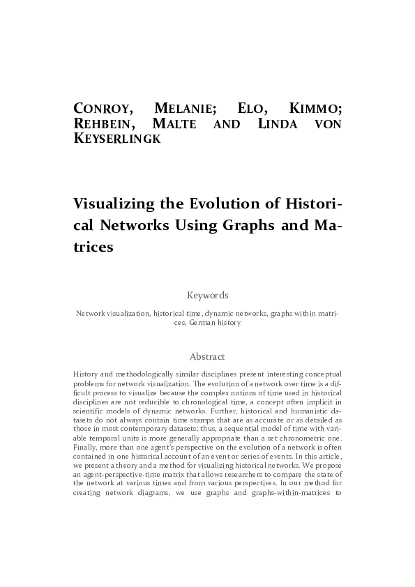 (PDF) Visualizing the Evolution of Historical Networks Using Graphs and Matrices