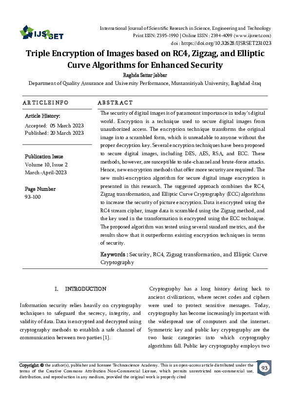 (PDF) Triple Encryption of Images based on RC4, Zigzag, and Elliptic Curve Algorithms for ...