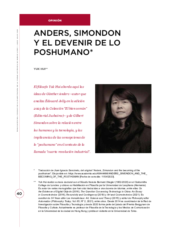 (PDF) Anders, Simondon y el devenir de lo posthumano