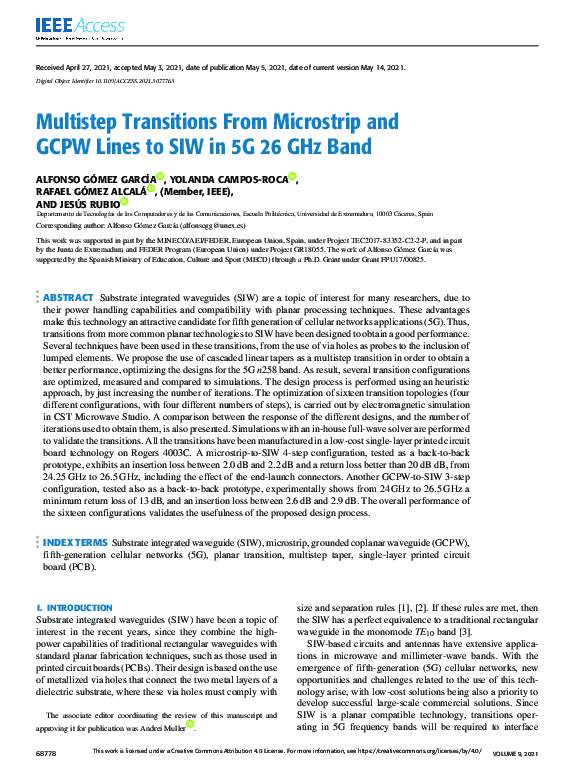 (PDF) Multistep Transitions From Microstrip and GCPW Lines to SIW in 5G ...