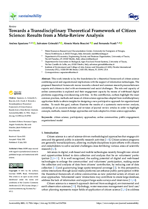 (PDF) Towards a Transdisciplinary Theoretical Framework of Citizen Science: Results from a Meta ...