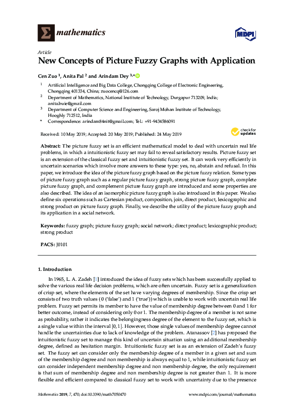 (PDF) New Concepts of Picture Fuzzy Graphs with Application