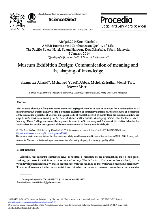 (PDF) Museum Exhibition Design: Communication of Meaning and the ...