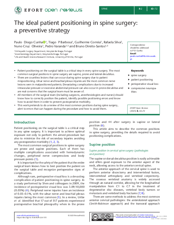 (PDF) The ideal patient positioning in spine surgery: a preventive strategy