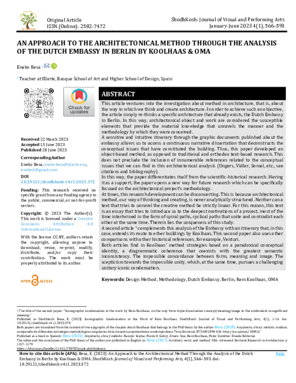 (PDF) AN APPROACH TO THE ARCHITECTONICAL METHOD THROUGH THE ANALYSIS OF ...