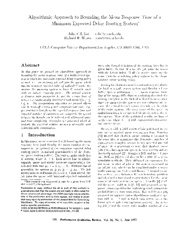 (PDF) Algorithmic approach to bounding the mean response time of a ...