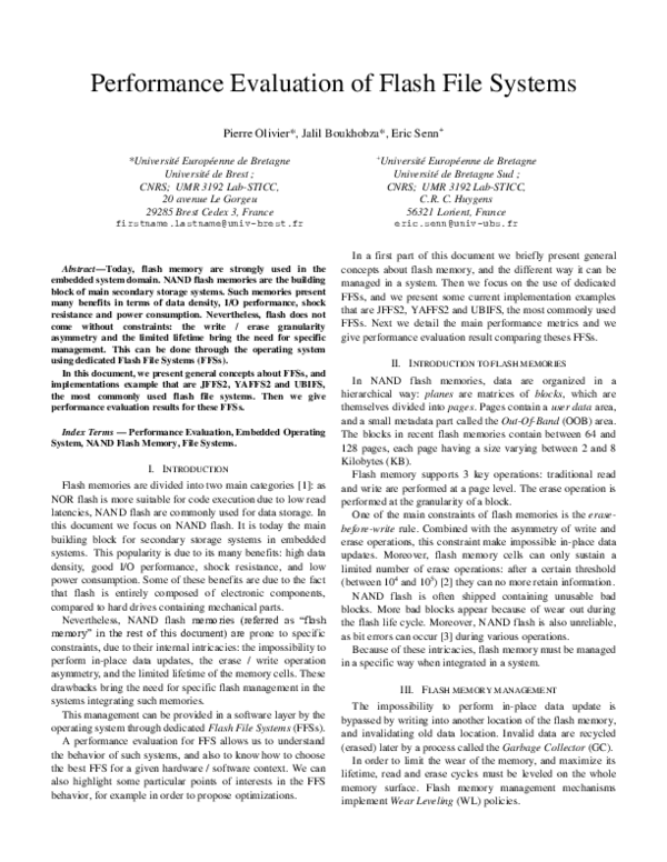 (PDF) Performance Evaluation of Flash File Systems