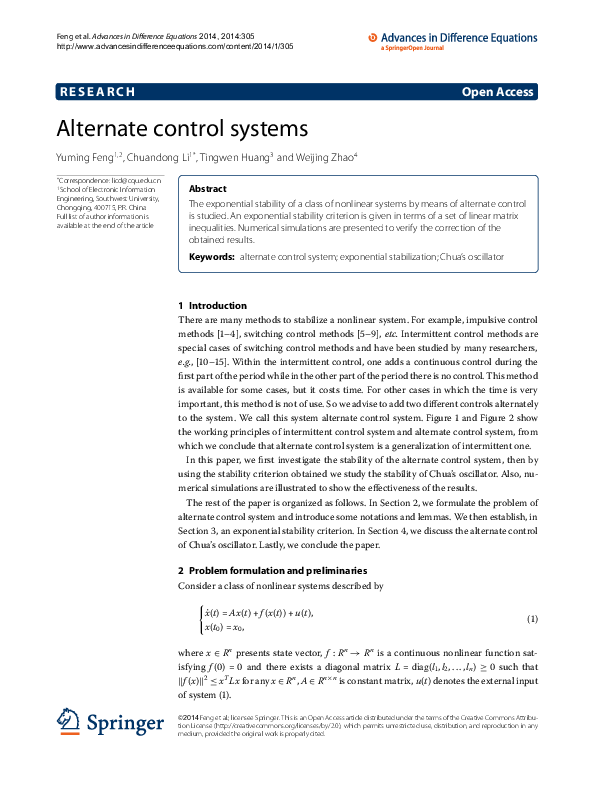 (PDF) Alternate control systems