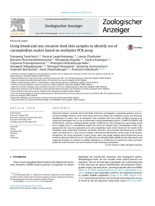 (PDF) Using blood and non-invasive shed skin samples to identify sex of ...