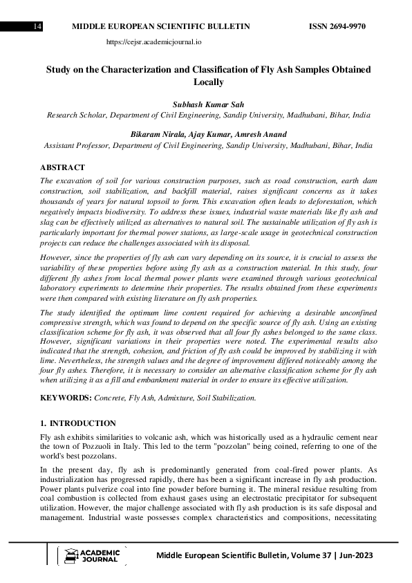(PDF) Study on the Characterization and Classification of Fly Ash ...