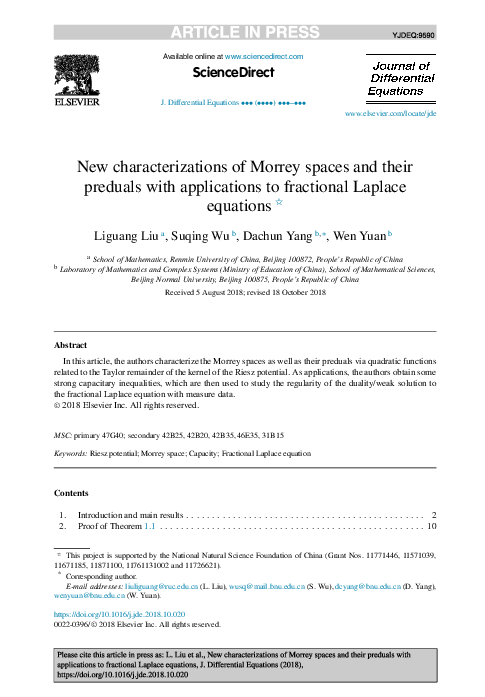 (PDF) New characterizations of Morrey spaces and their preduals with ...