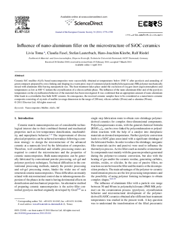 (PDF) Influence of nano-aluminum filler on the microstructure of SiOC ...