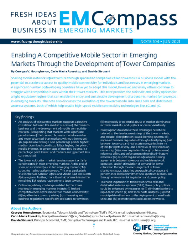 (PDF) Enabling A Competitive Mobile Sector in Emerging Markets Through ...