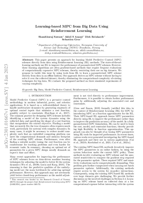 (PDF) Learning-based MPC from Big Data Using Reinforcement Learning