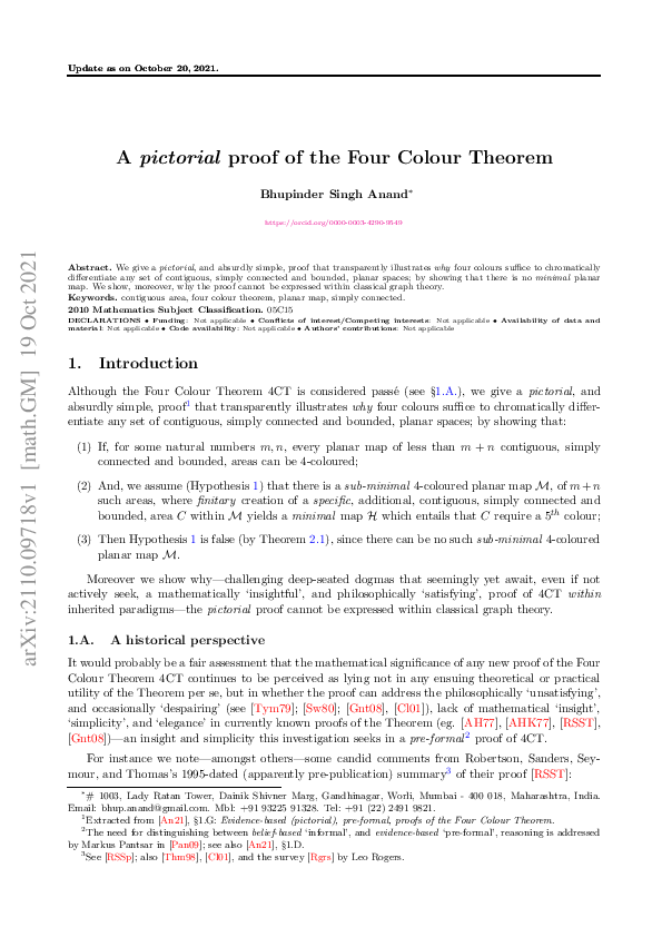 (PDF) A pictorial proof of the Four Colour Theorem