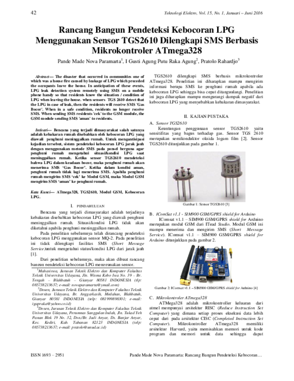 (PDF) Design Of LPG Leak Detection Using Sensor TGS2610 Equipped SMS -Based Microcontroller ...