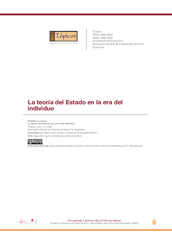 (PDF) La teoría del Estado en la era del individuo | Luciano Nosetto - Academia.edu