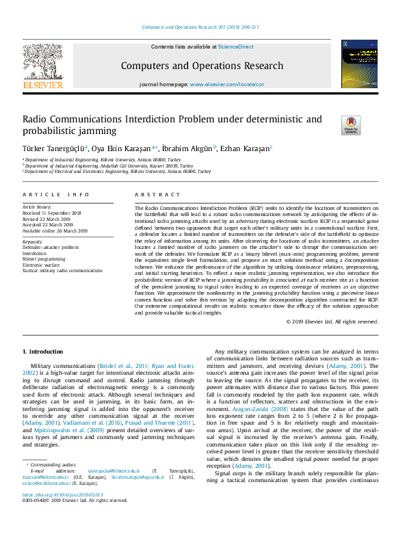 Pdf Radio Communications Interdiction Problem Under Deterministic And