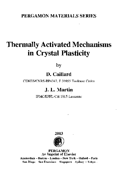 (PDF) Thermally Activated Mechanisms in Crystal Plasticity
