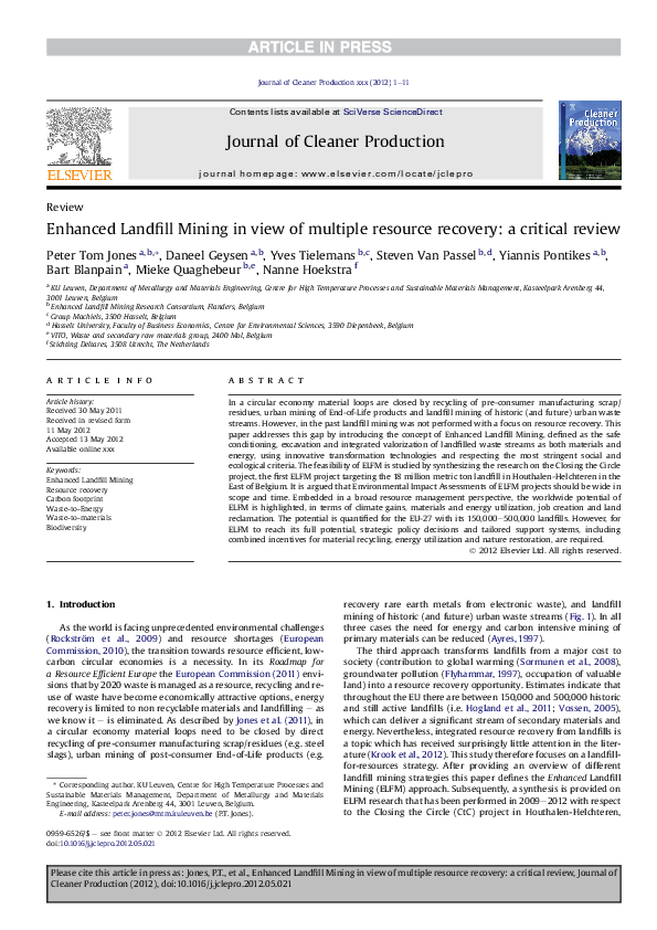 (PDF) Enhanced Landfill Mining in view of multiple resource recovery: a ...