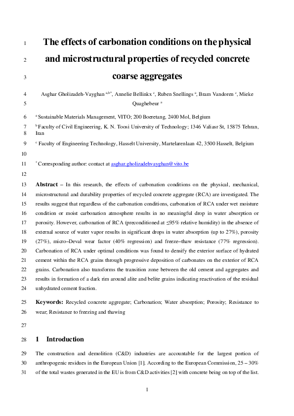 (PDF) The effects of carbonation conditions on the physical and ...