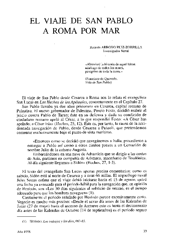 (PDF) El viaje de San Pablo a Roma por mar