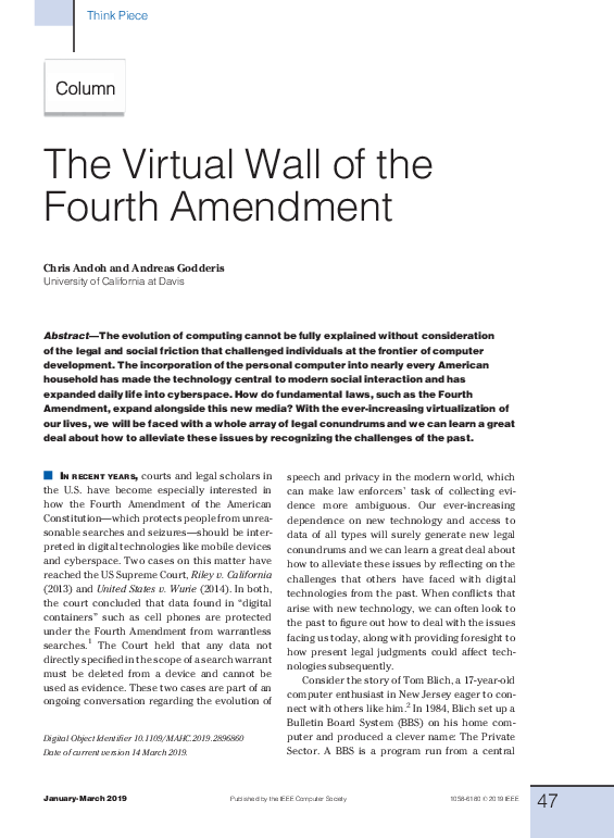 (PDF) The Virtual Wall of the Fourth Amendment