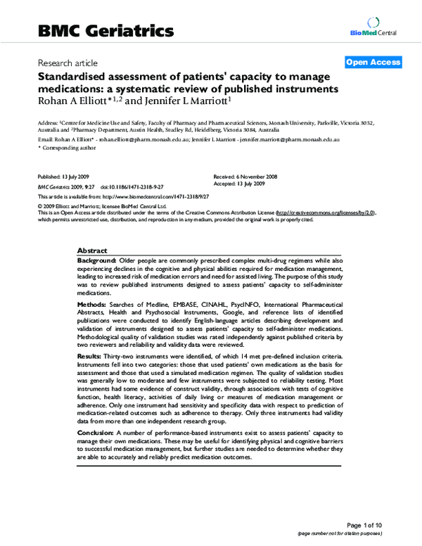 (PDF) Standardised assessment of patients' capacity to manage ...