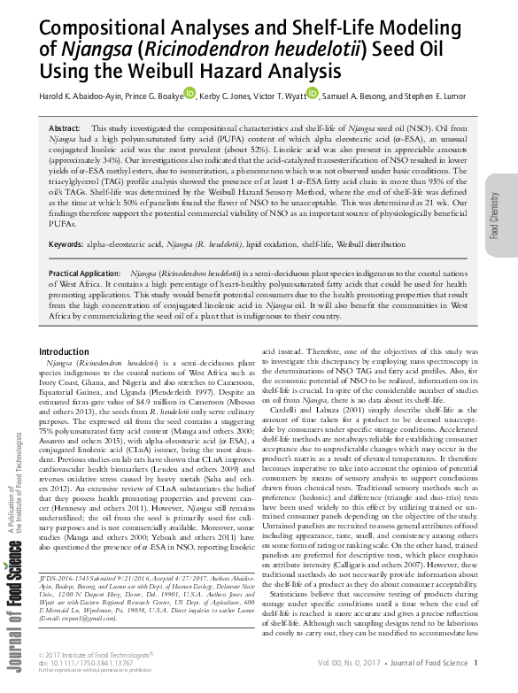 (PDF) Compositional Analyses and Shelf-Life Modeling of Njangsa ...