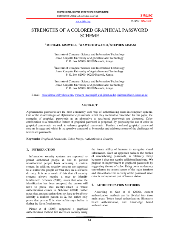 (PDF) Strengths of a Colored Graphical Password Scheme