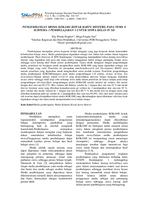 (PDF) Pengembangan Media Kokami (Kotak Kartu Misteri) Pada Tema 8 ...