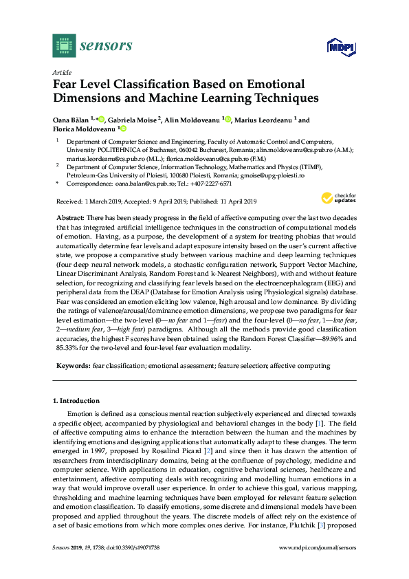 (PDF) Fear Level Classification Based on Emotional Dimensions and Machine Learning Techniques ...