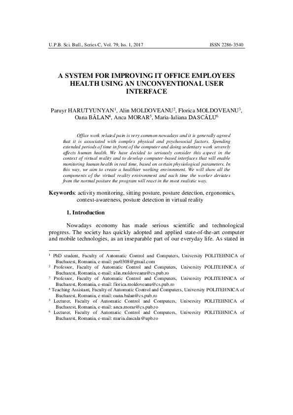 (PDF) A System for Improving It Office Employees Health Using an ...