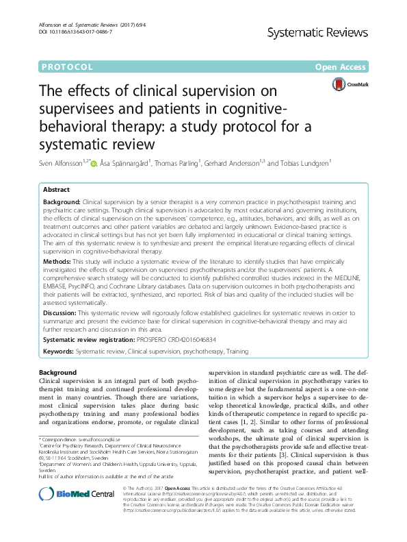 (PDF) The effects of clinical supervision on supervisees and patients ...