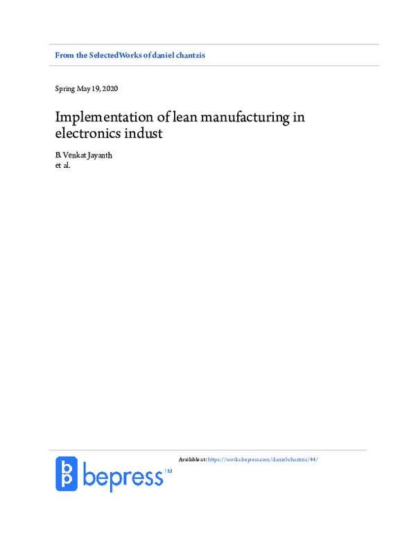 (PDF) Implementation of lean manufacturing in electronics industry