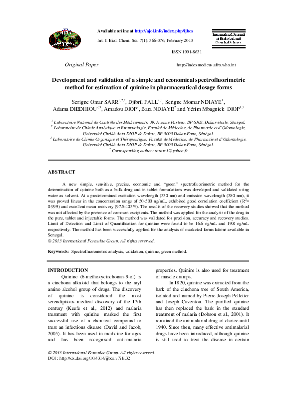 Pdf Development And Validation Of A Simple And Economical