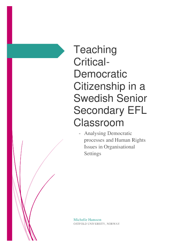 (PDF) Teaching Critical-Democratic Citizenship in a Swedish Senior ...