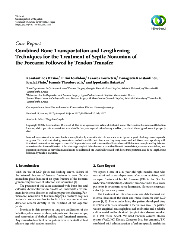 (PDF) Combined Bone Transportation and Lengthening Techniques for the ...