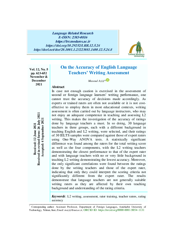 (PDF) On the Accuracy of English Language Teachers' Writing Assessment