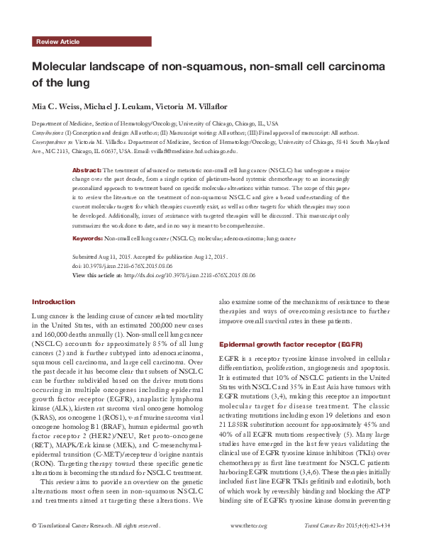 (PDF) Assessment of molecular events in squamous and non-squamous cell ...
