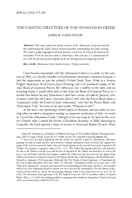 (PDF) THE CHIASTIC STRUCTURE OF THE ATHANASIAN CREED