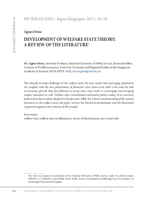 (PDF) Development of Welfare State Theory: A Review of the Literature