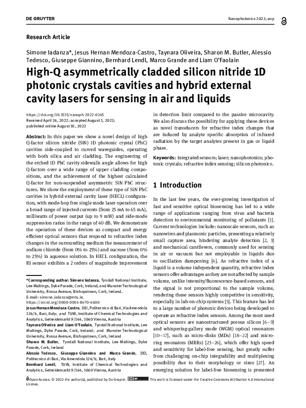 (PDF) High-Q asymmetrically cladded silicon nitride 1D photonic crystals cavities and hybrid ...