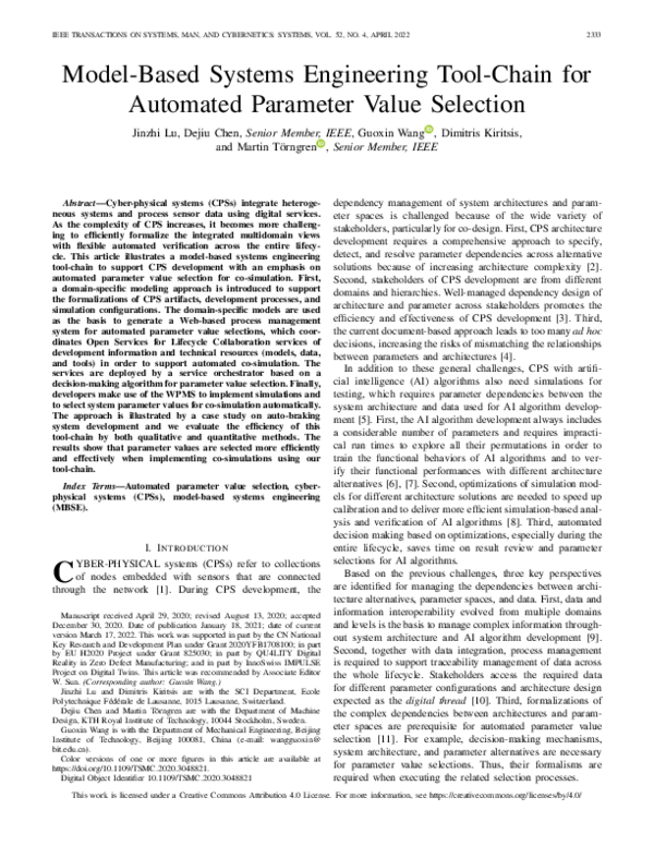 (PDF) Model-Based Systems Engineering Tool-Chain for Automated ...